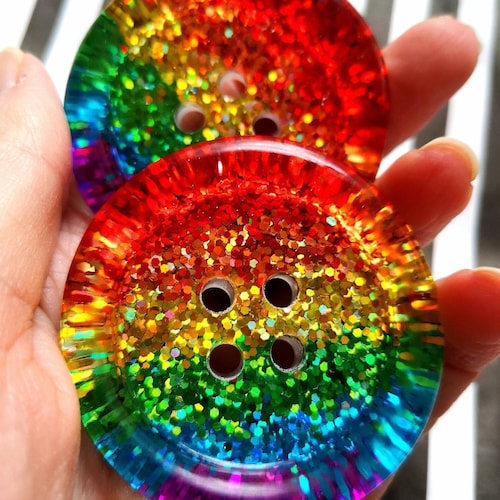 Classic Rainbow Wheel Glitter Resin Button 50mm 30mm 21mm 15mm - Etsy