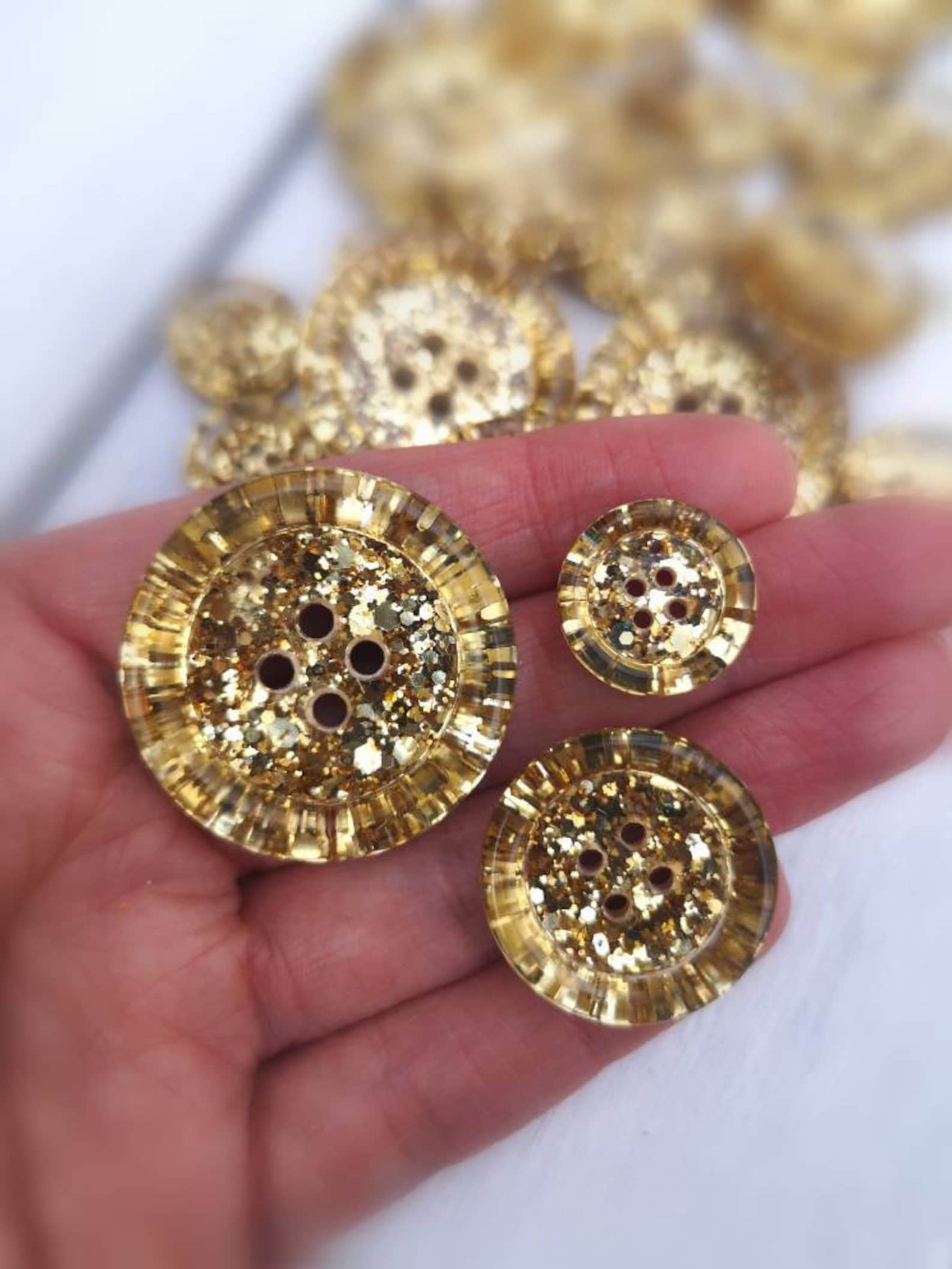 Champagne Gold Sparkly Glitter BUTTONS 15mm 21mm 30mm 35mm - Etsy