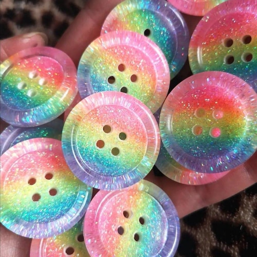 Classic Rainbow Wheel Glitter Resin Button 50mm 30mm 21mm 15mm - Etsy