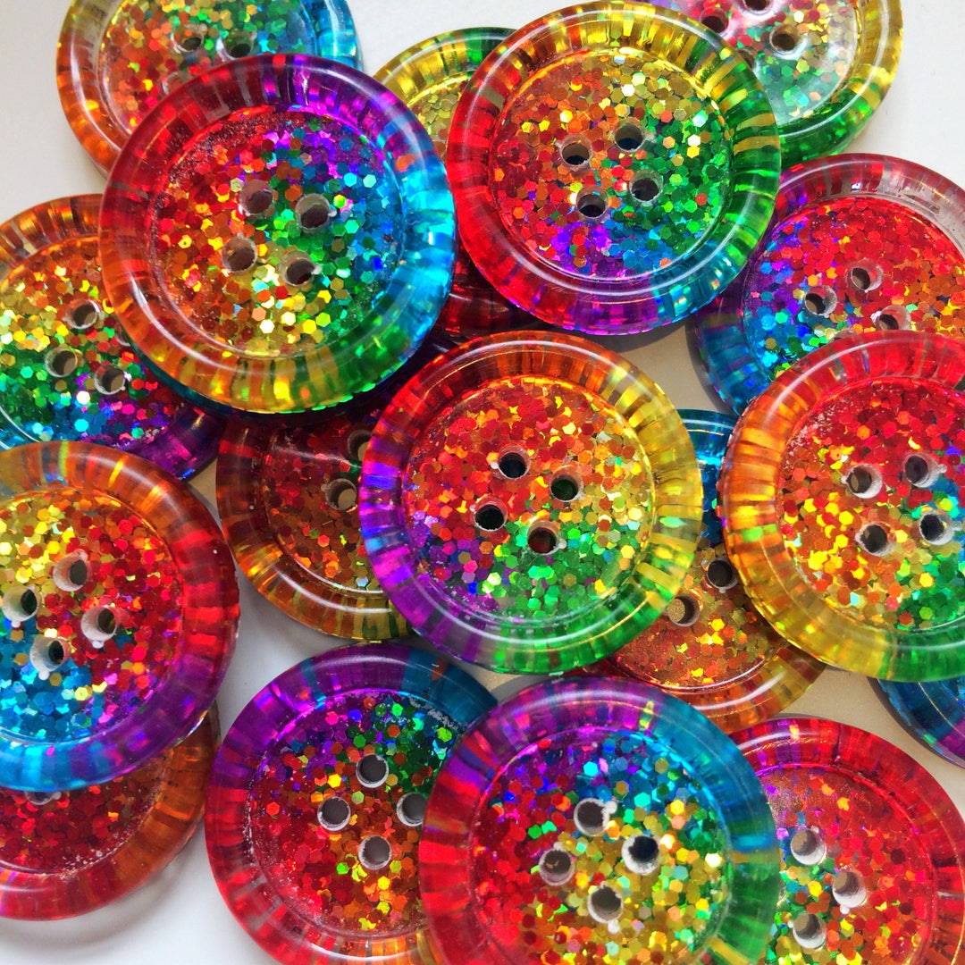 Classic Rainbow Wheel Glitter Resin Button 50mm 30mm 21mm 15mm - Etsy