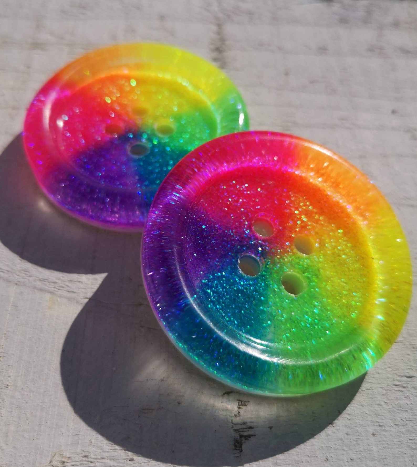 Neon Rainbow Glitter Wheel Resin Button 15mm 21mm 30mm 35mm - Etsy