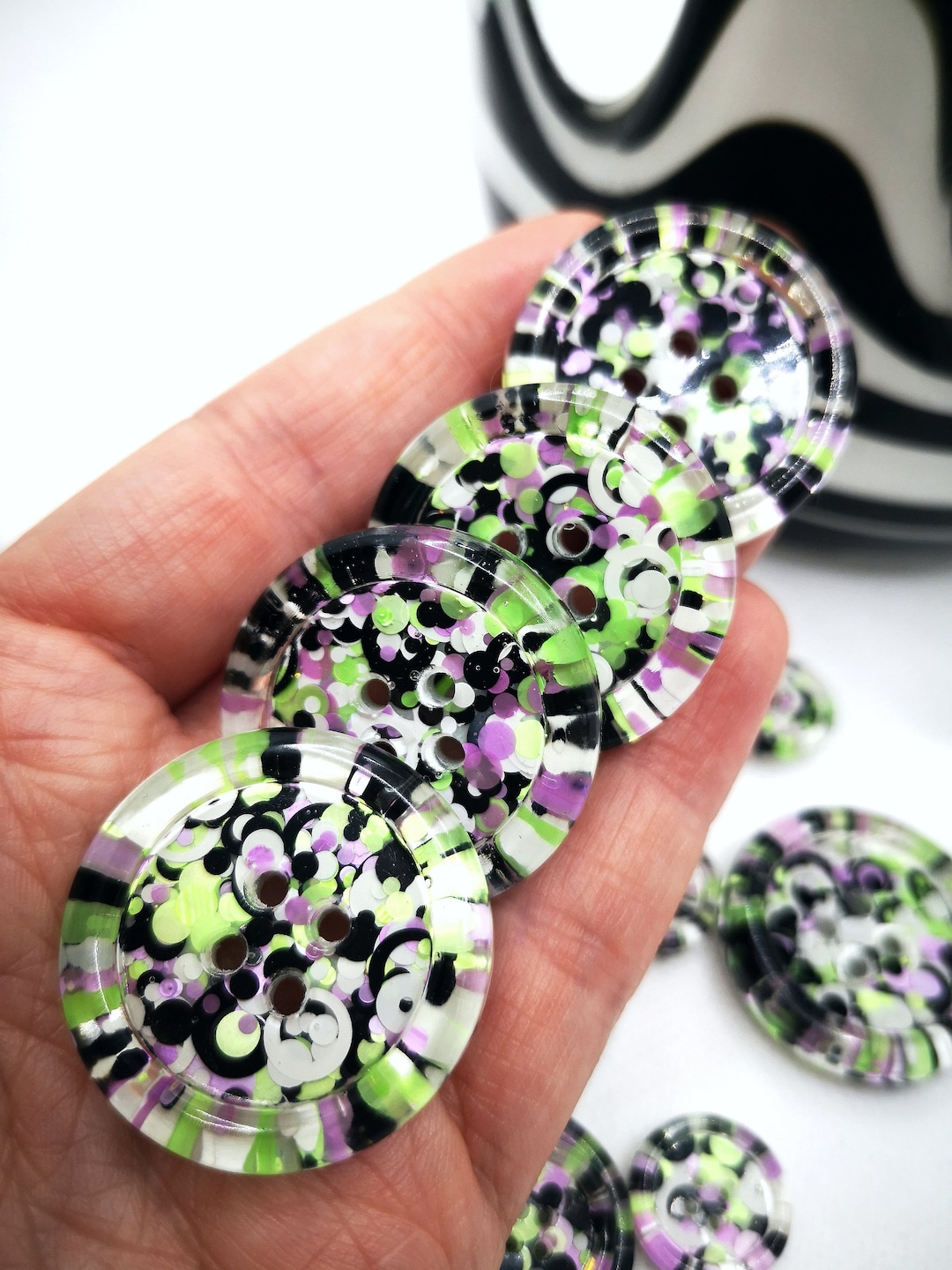 The Eerie and Drearie Button - Halloween Goth Spooky - Green Monochrome ...