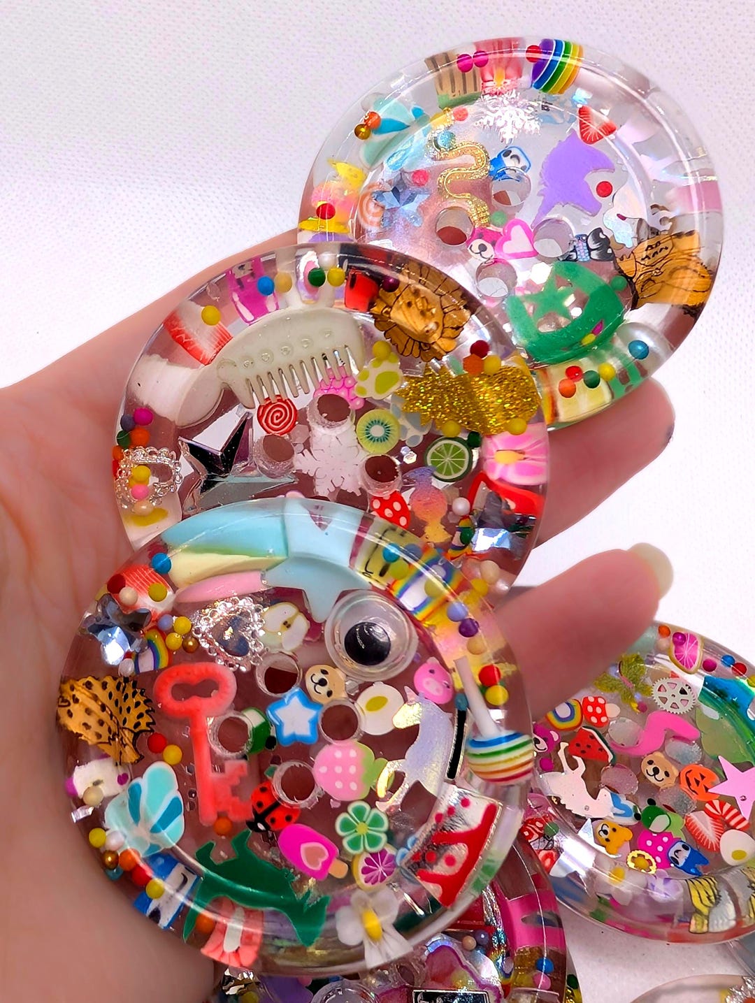 The Eye Spy Button - Giant Resin Art Button 50mm - Toy Collage Diorama ...