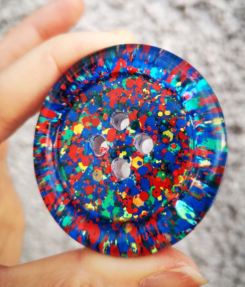 The Comic Strip Button - Pop Art - Red - Blue - Yellow - Iridescent ...