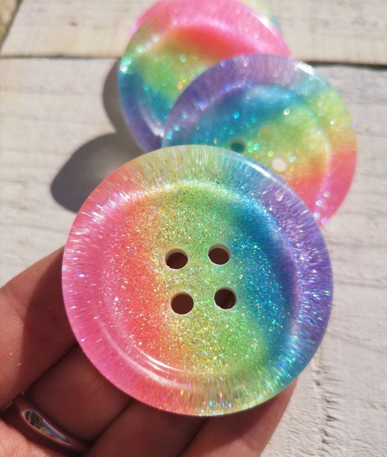 Pastel Rainbow Stripe Glitter Resin Button 15mm 21mm 30mm 35mm - Etsy