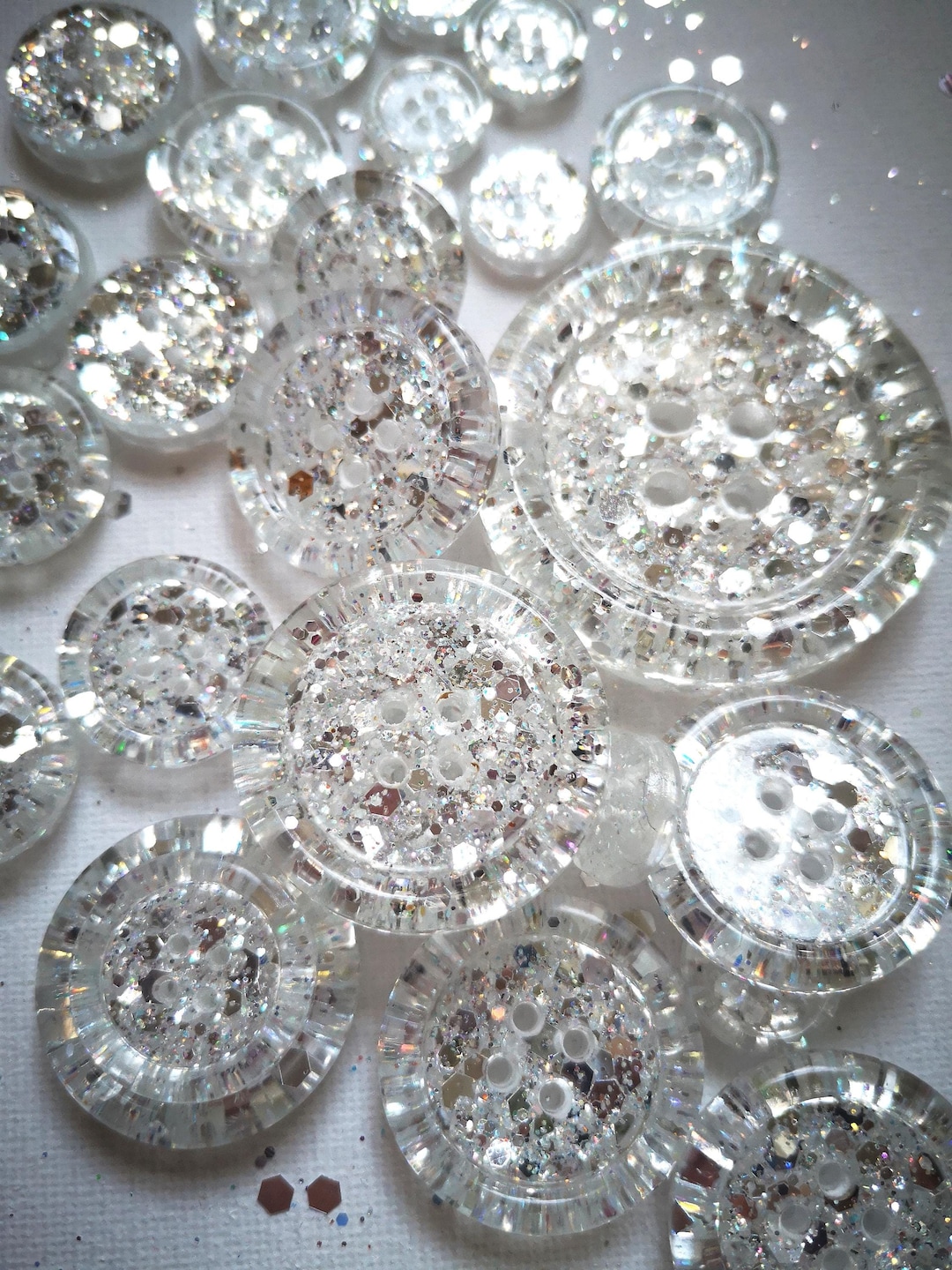 The All is Not Frost Button - Handmade Glitter Buttons: Icy Silver ...