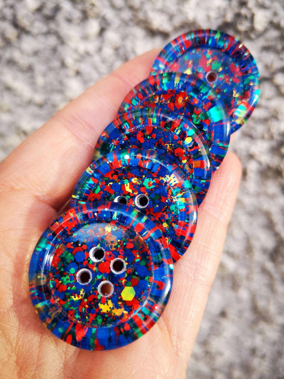 The Comic Strip Button Pop Art Red Blue Yellow Iridescent Green ...