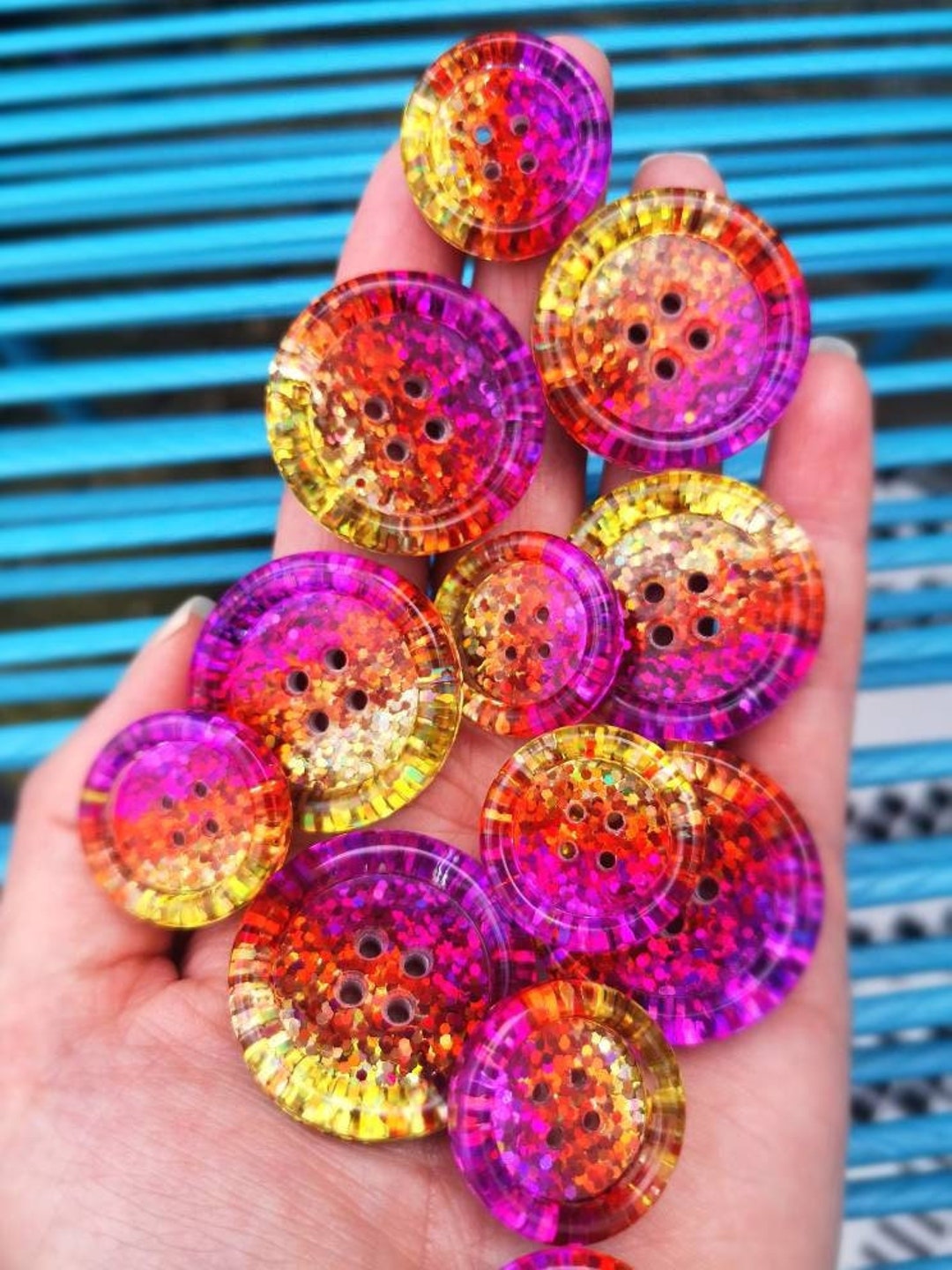 Malibu Sunset Dazzler Buttons - Purple - Pink - Orange - Gold - Yellow ...