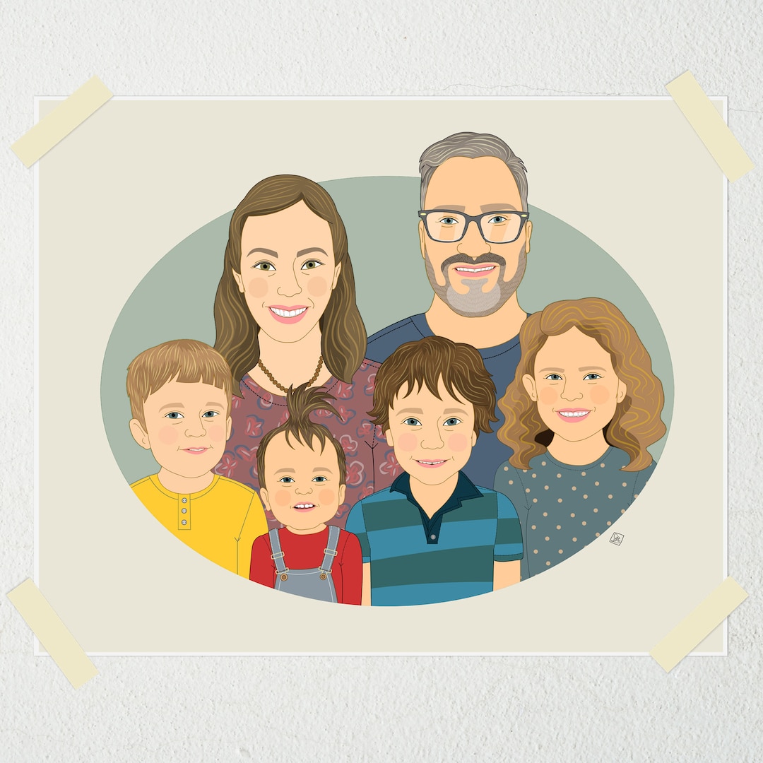 Custom Portrait. Home Decor. Portrait Drawing From Photos. Family ...