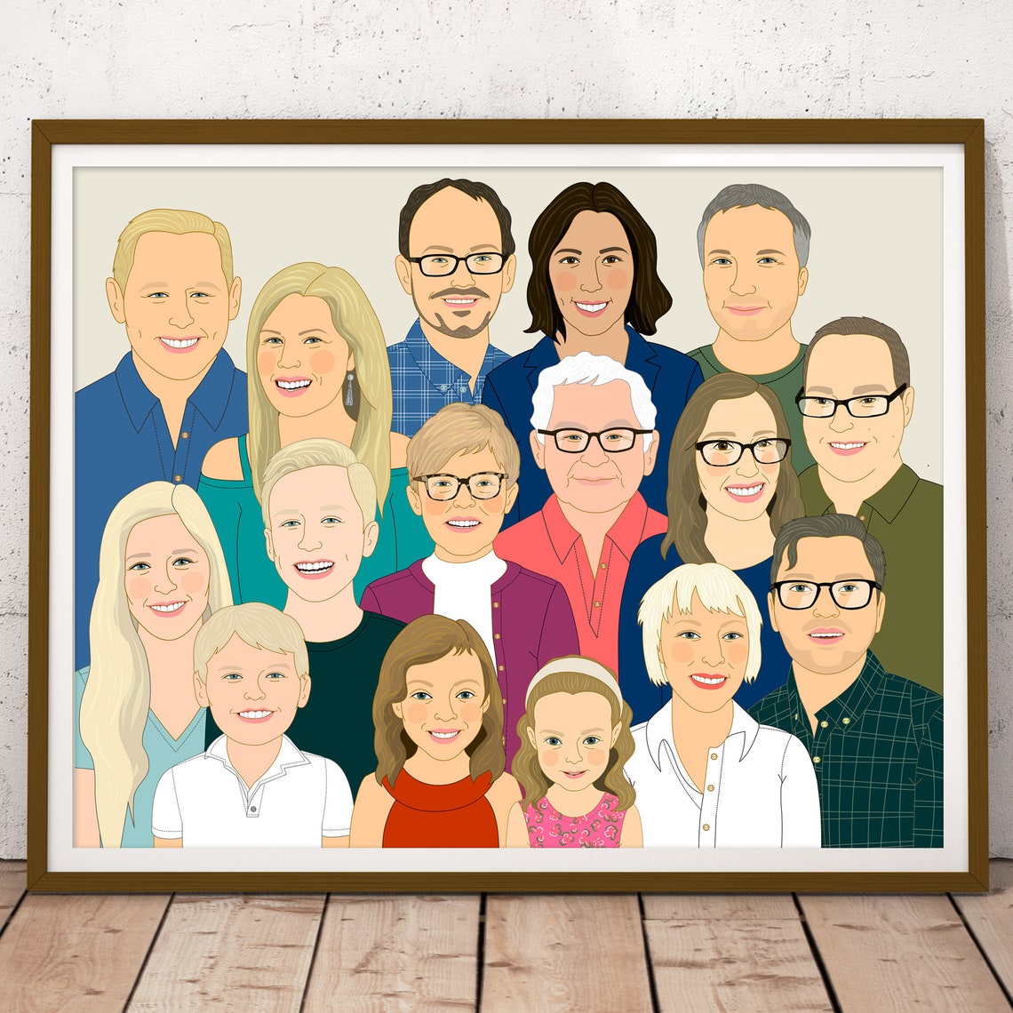 Extended family Illustration. Family portrait. Custom portrait | Etsy
