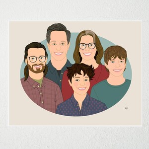 Large Family Portrait. Father's Day Gift. Custom Family Illustration of ...