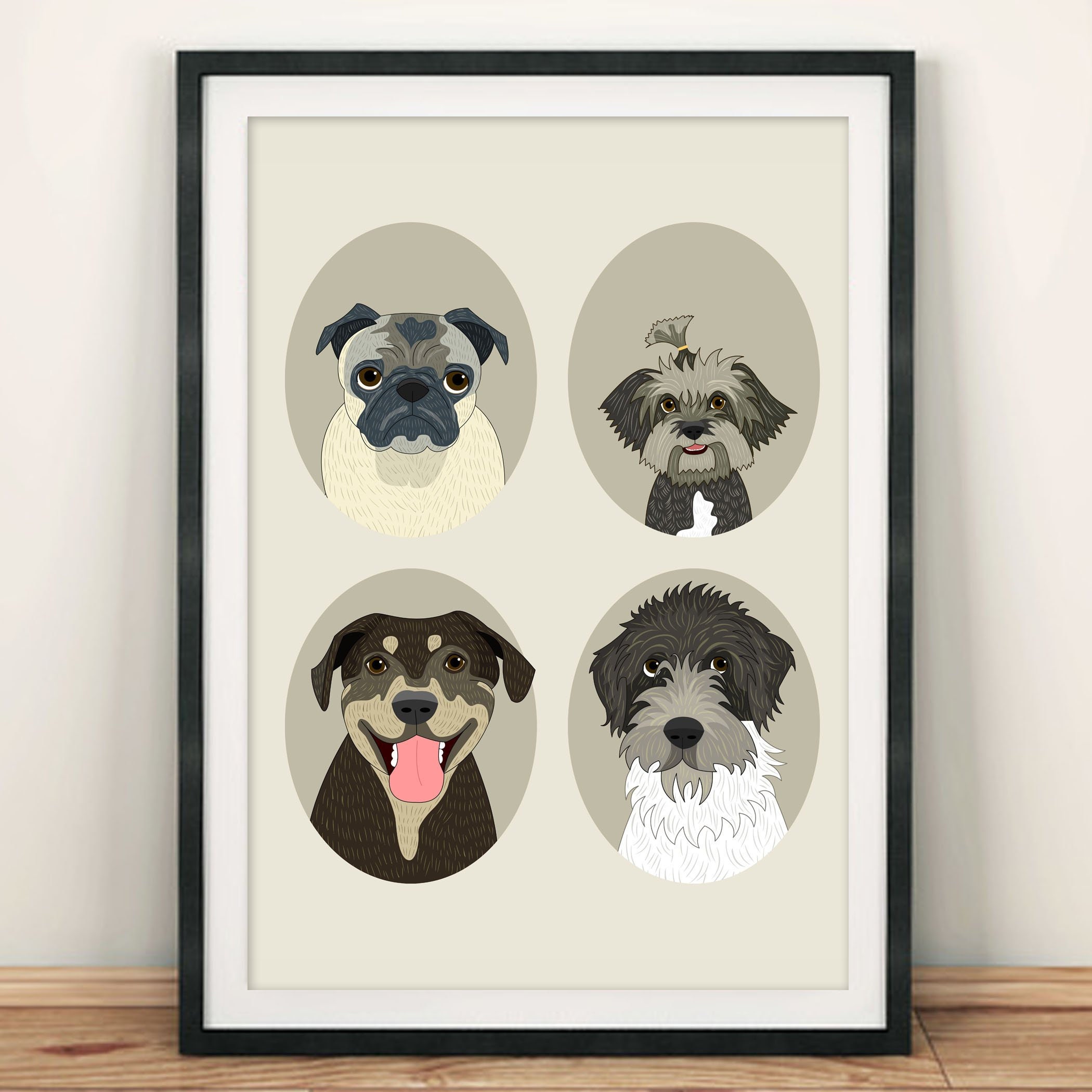 4 pet portraits. Customized pet portraits. Personalized | Etsy