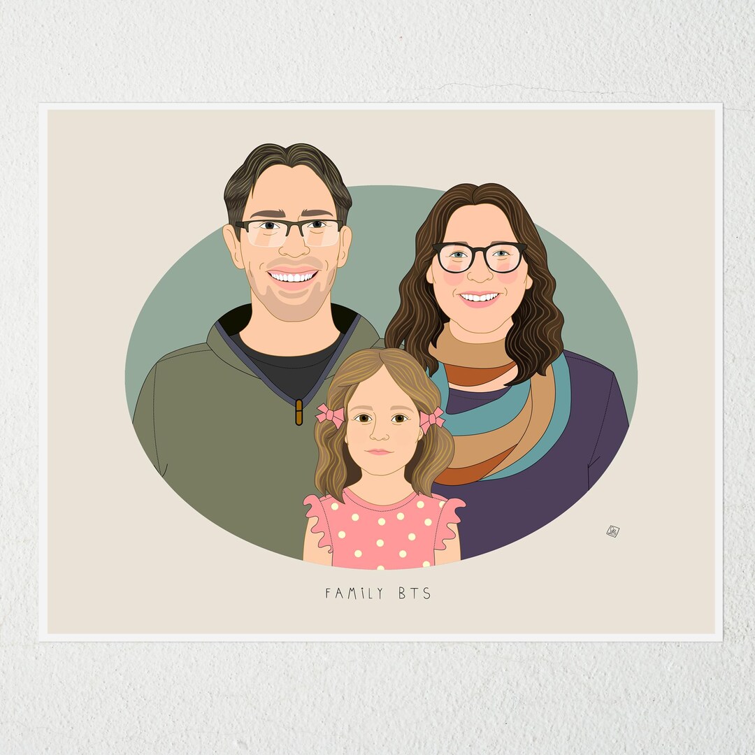 Hand Drawn Family Portrait: Personalized Art Gift (digital or Print ...