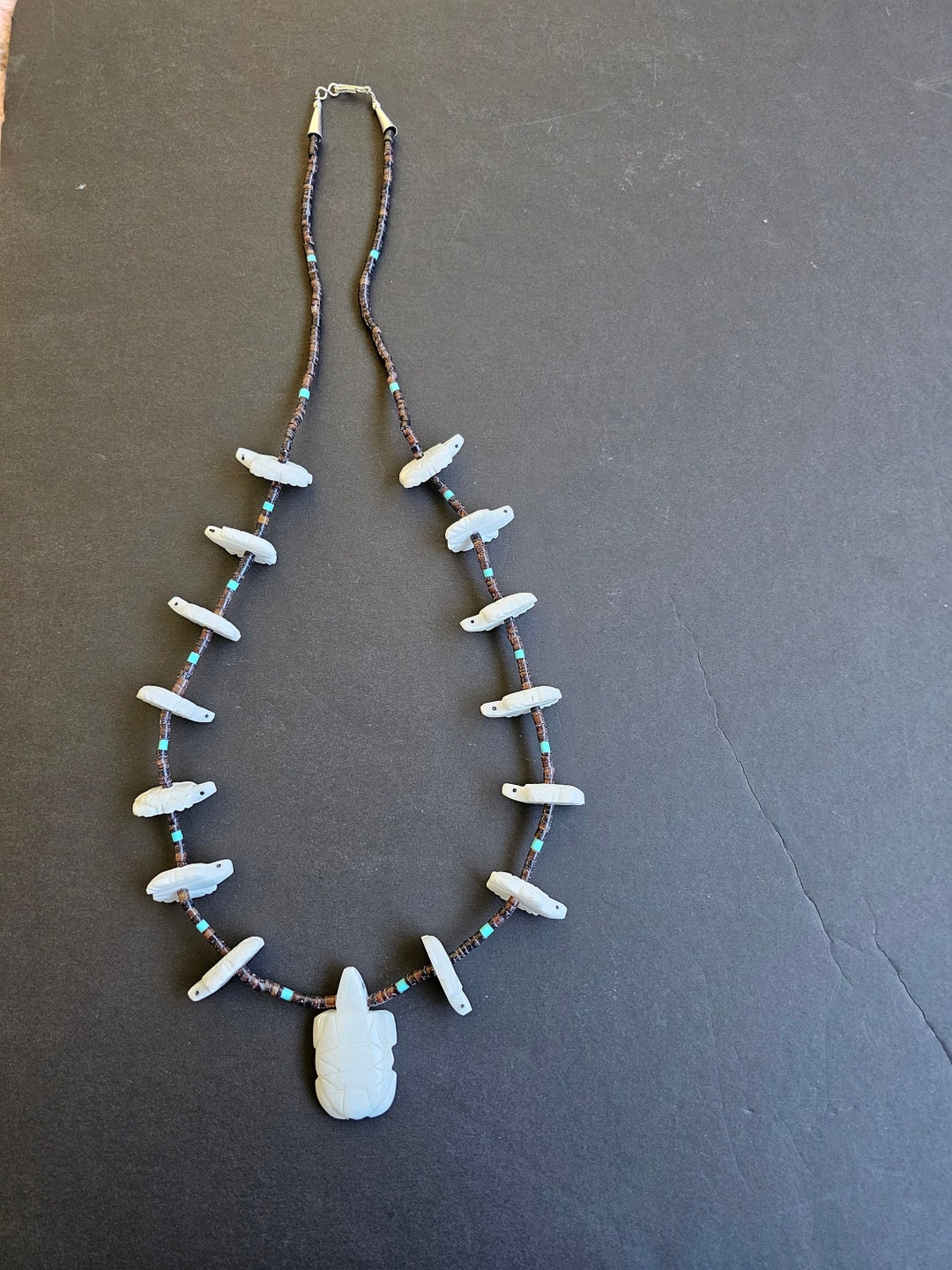All White Fossil Stone Turtle Necklace 30