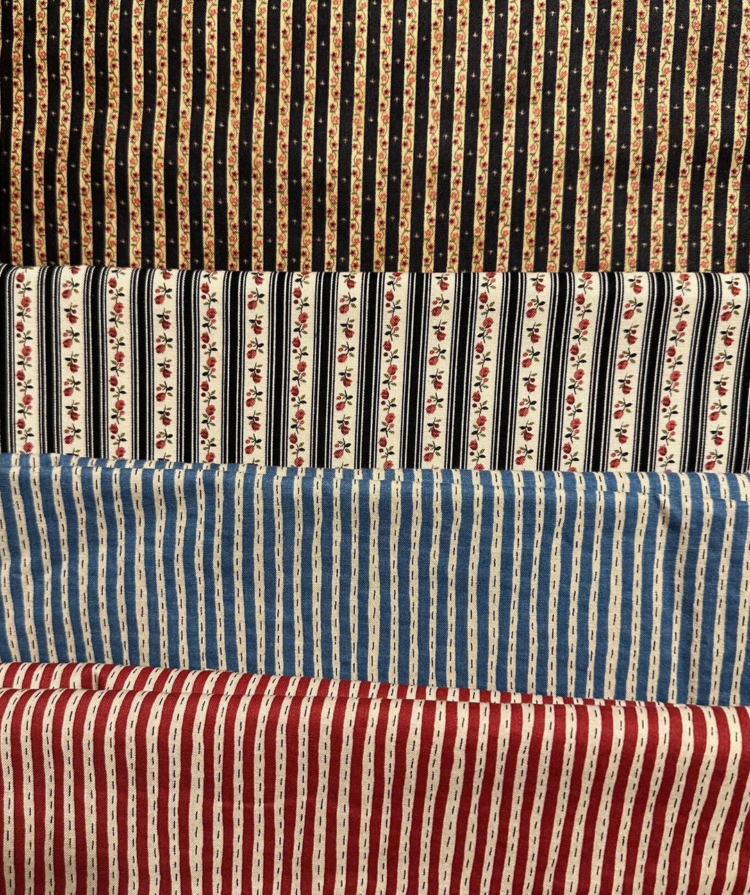 4 Fat Quarters STRIPES Great for Borders on Small Quilts., - Etsy