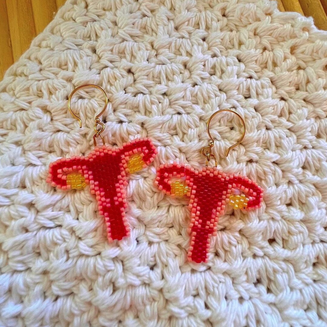 Beaded Uterus Vagina Earrings Pro Choice ROE Jewelry 1973 Never Go Back ...