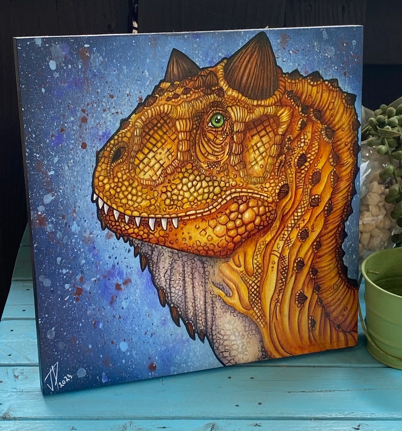 Original Acrylic Dinosaur Painting “carnotaurus: Meat Eating Bull” - Etsy