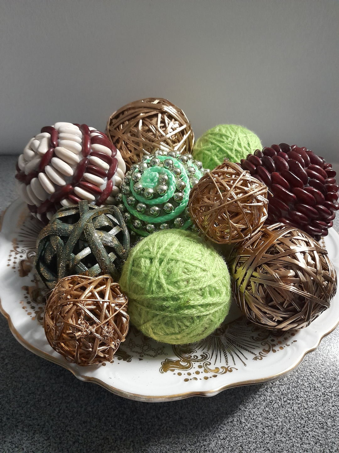 Decorative Balls for Bowls, Table Centerpiece, Natural Modern Home ...