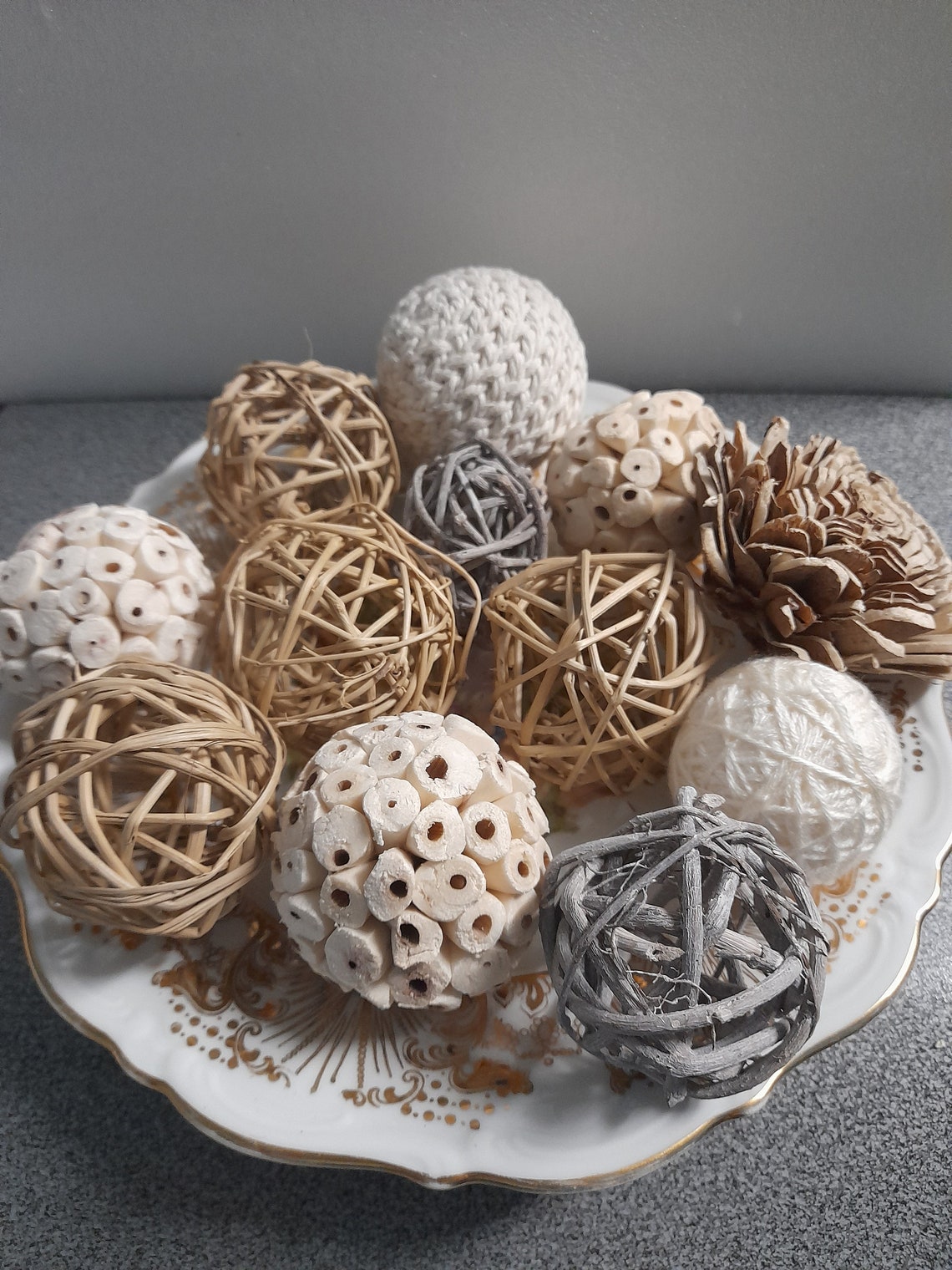 Decorative Balls for Bowls, Table Centerpiece, Natural Home Decor, Bowl ...