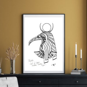 Thoth, ART PRINT, Egyptian God, Mythological Artwork, Abstract ...