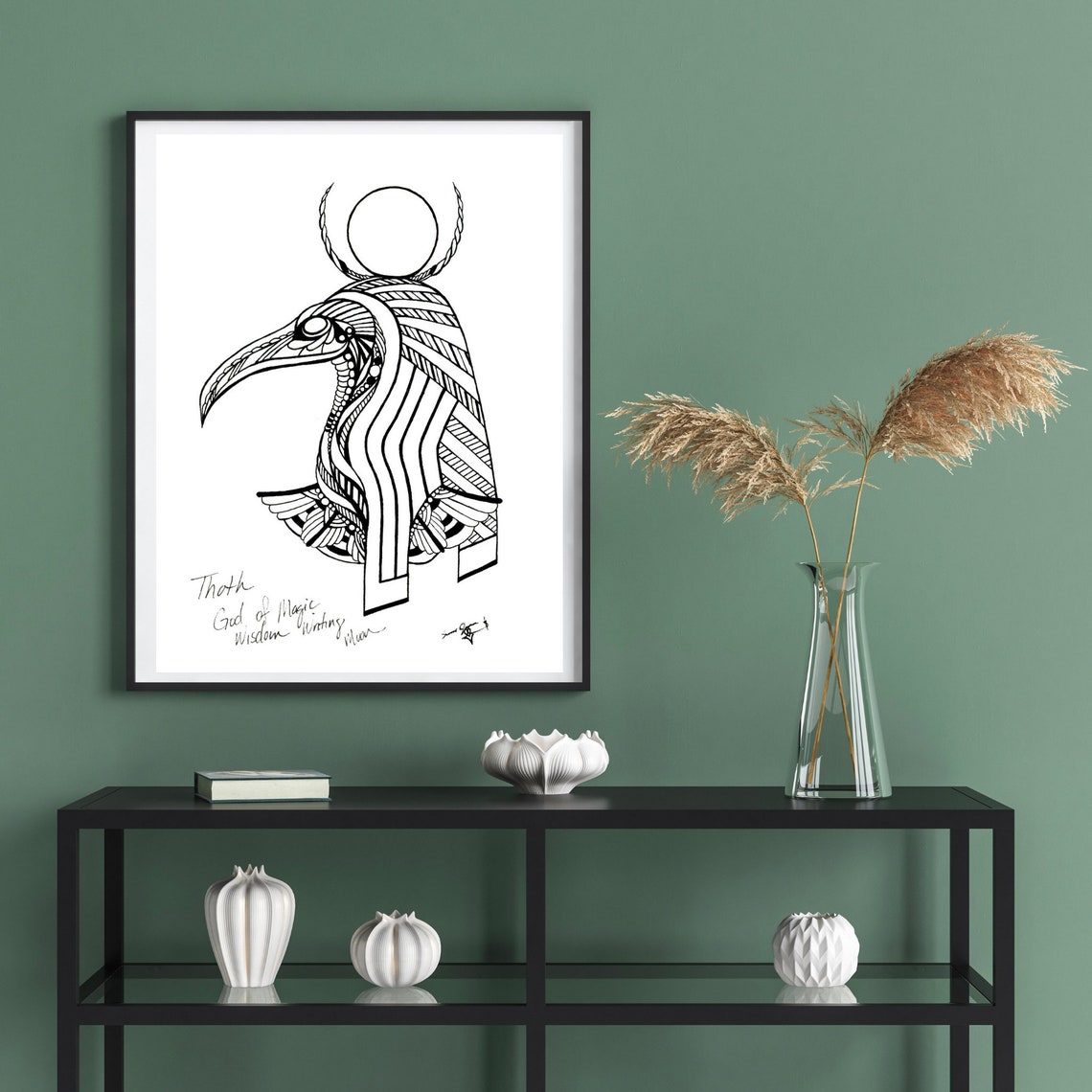 Thoth, ART PRINT, Egyptian God, Mythological Artwork, Abstract ...