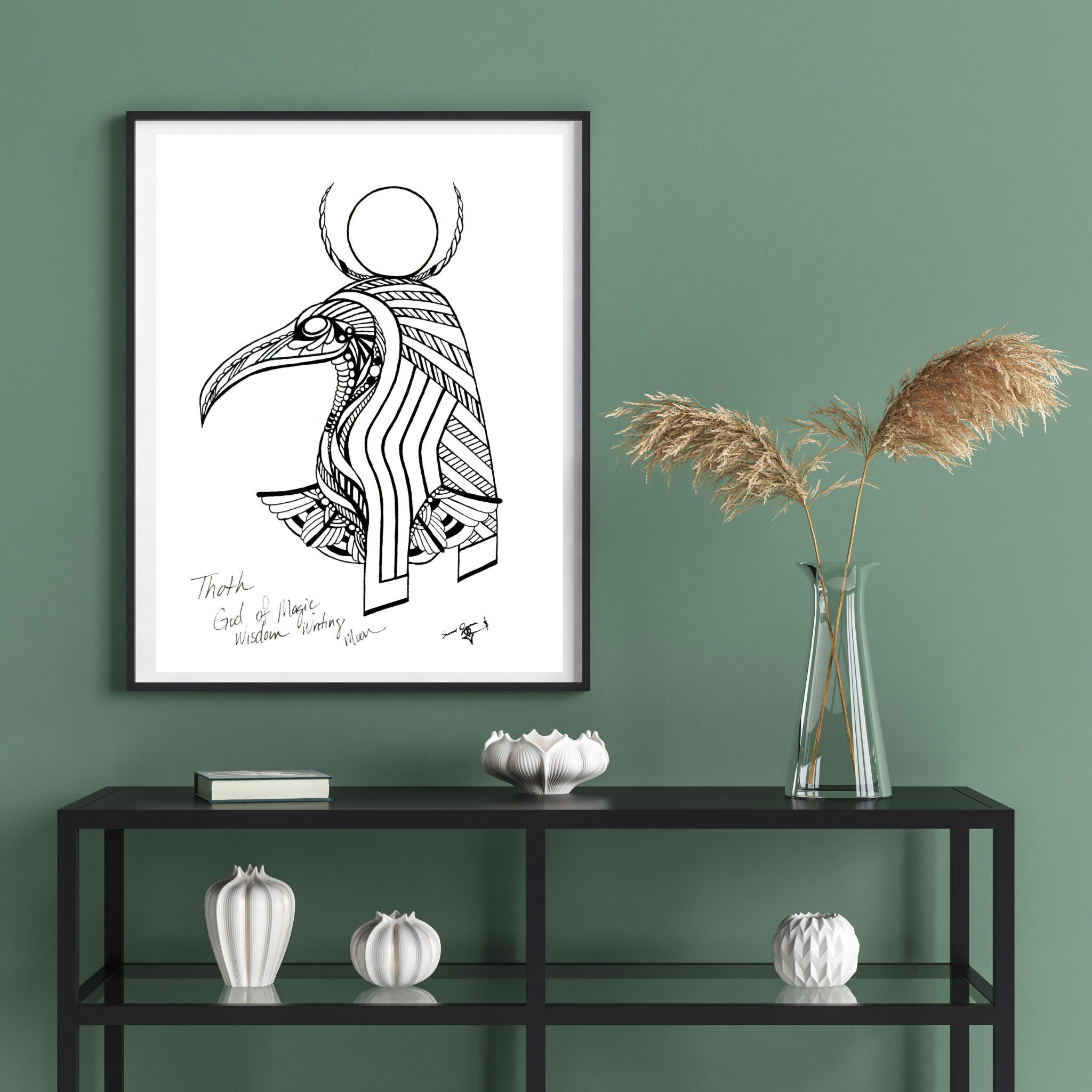 Thoth, ART PRINT, Egyptian God, Mythological Artwork, Abstract ...