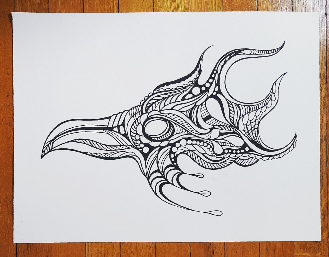 The Raven Seer BLACK WHITE PRINT Asymmetry Fine Art Abstract ...