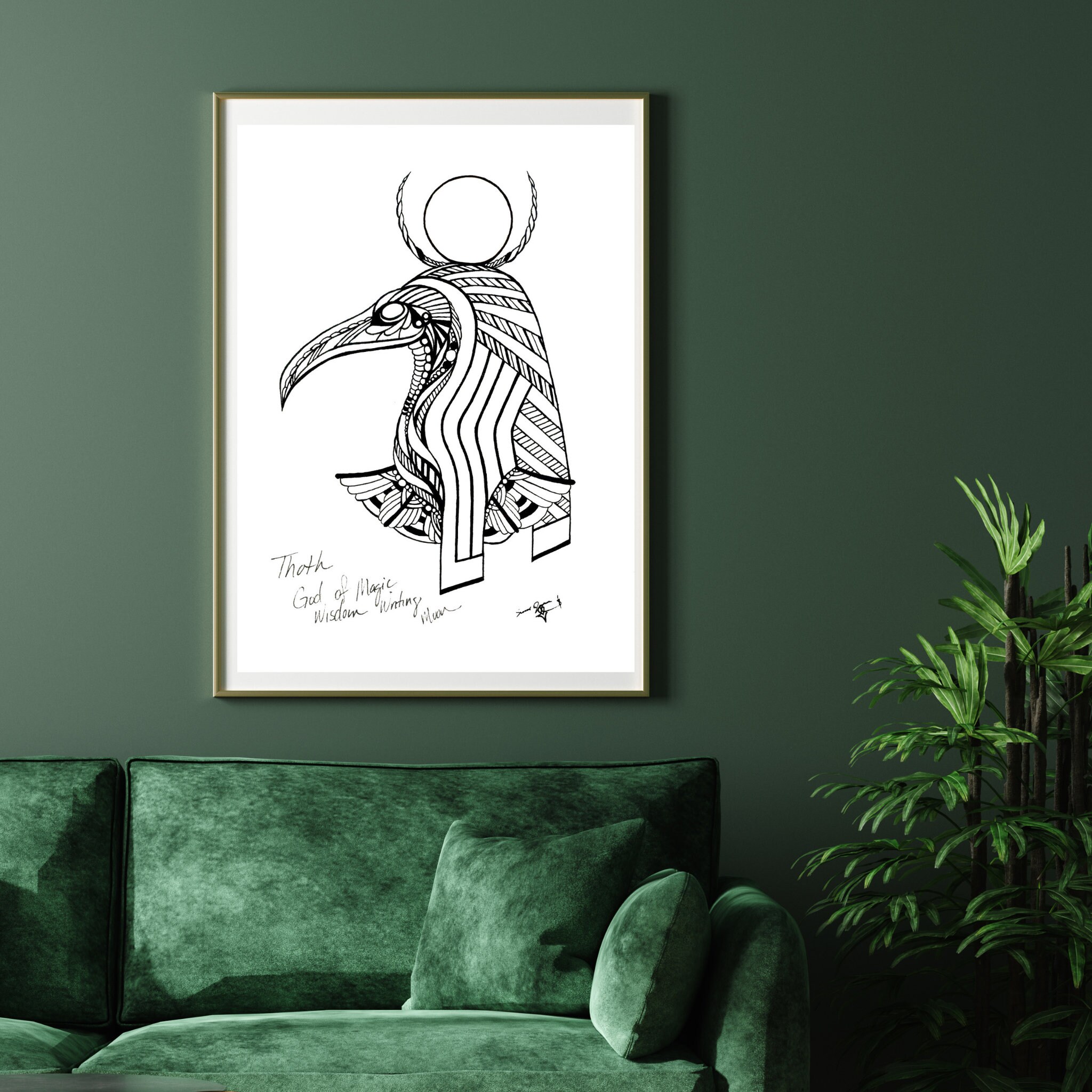 Thoth, ART PRINT, Egyptian God, Mythological Artwork, Abstract ...
