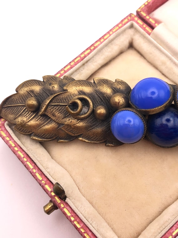 1920s Neiger Brothers Brooch with Blue Cabochon stone… - Gem
