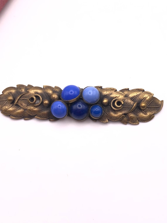 1920s Neiger Brothers Brooch with Blue Cabochon stone… - Gem
