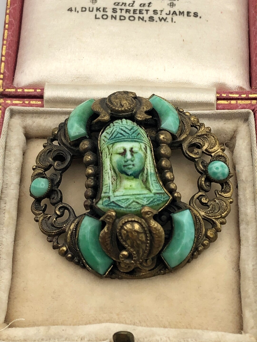 1920s Neiger Brothers Egyptian Brooch With Green Cabochon - Etsy