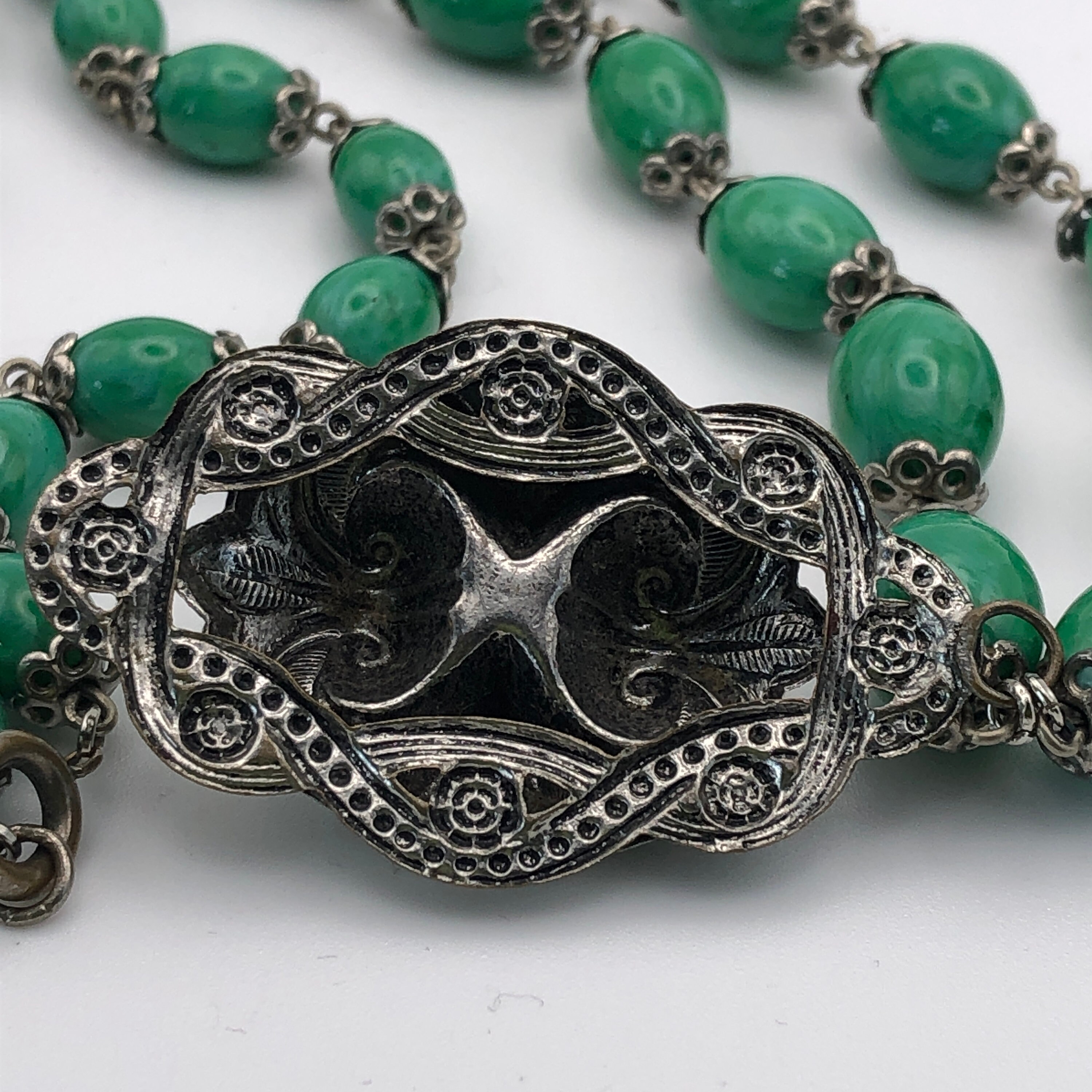 1920s Neiger Czech Art Deco Green Pendant Beaded Necklace - Etsy