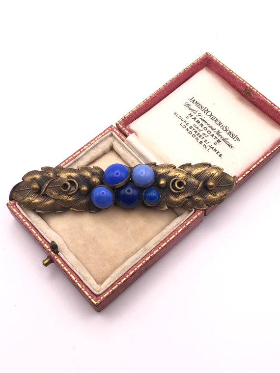 1920s Neiger Brothers Brooch with Blue Cabochon stone… - Gem