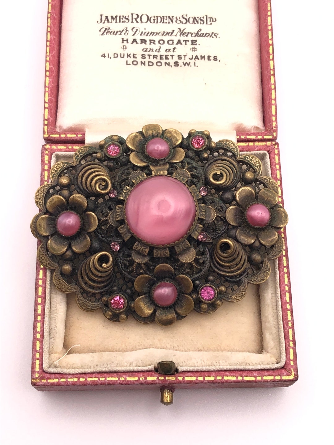 1920s Neiger Brothers Brooch With Pink Cabochon Glass Stones - Etsy ...