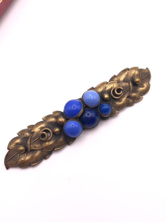 1920s Neiger Brothers Brooch with Blue Cabochon stone… - Gem