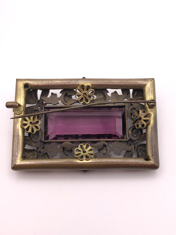 1920s Neiger Brothers Brooch with Purple/Amethyst gla… - Gem