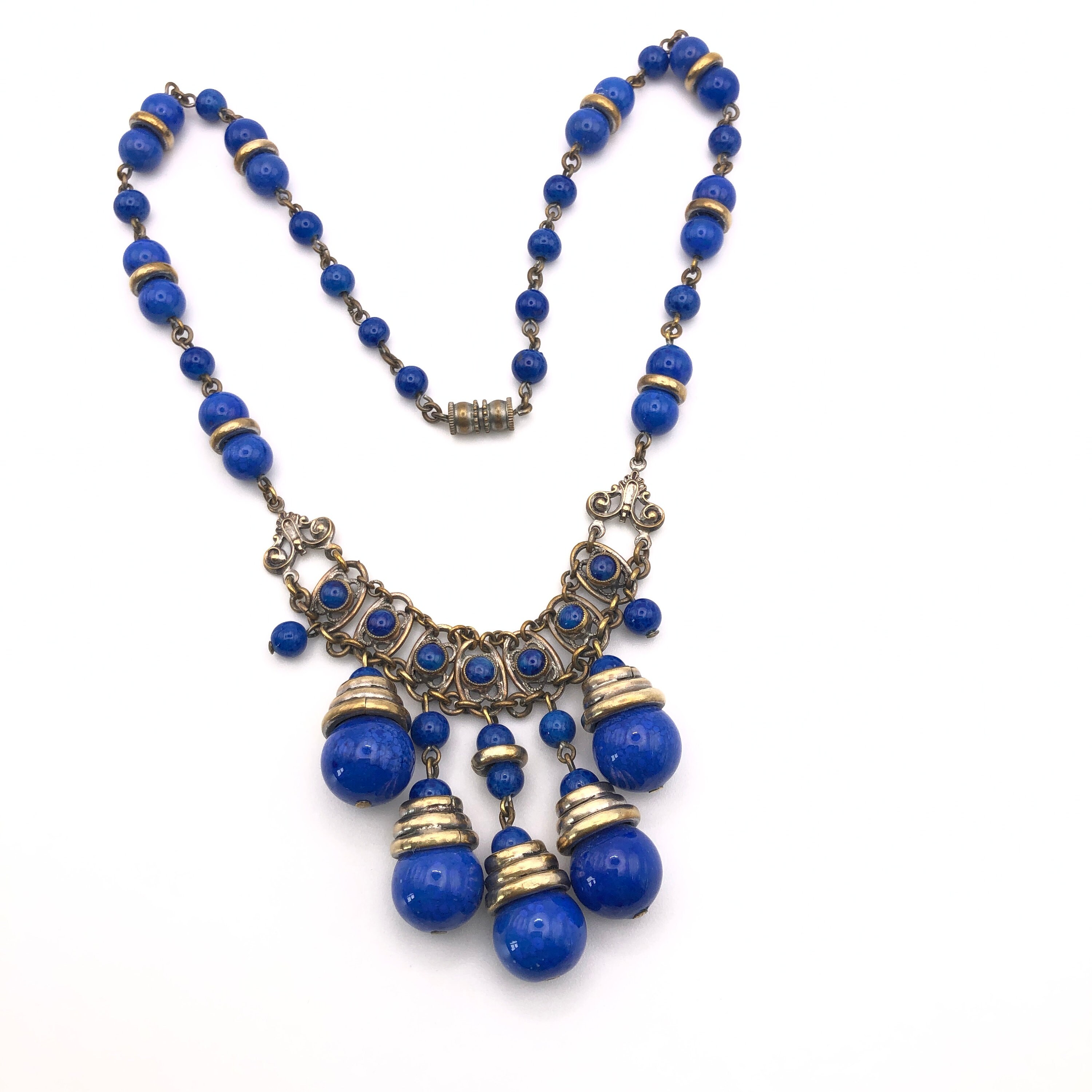 1920s Neiger Lapis Blue Glass Art Deco Czech Necklace With Drops - Etsy