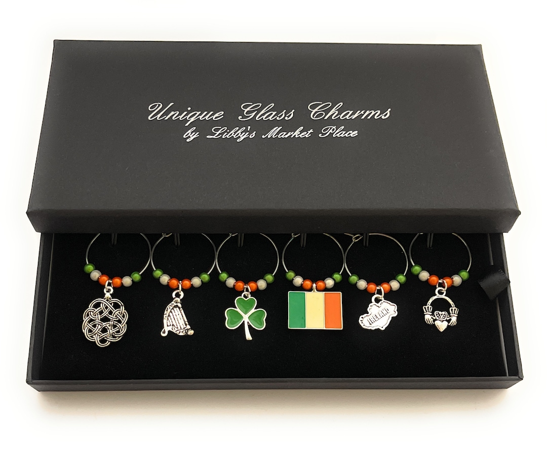 Ireland Irish Wine Glass Charms Handmade by Libby's Market Place - Etsy
