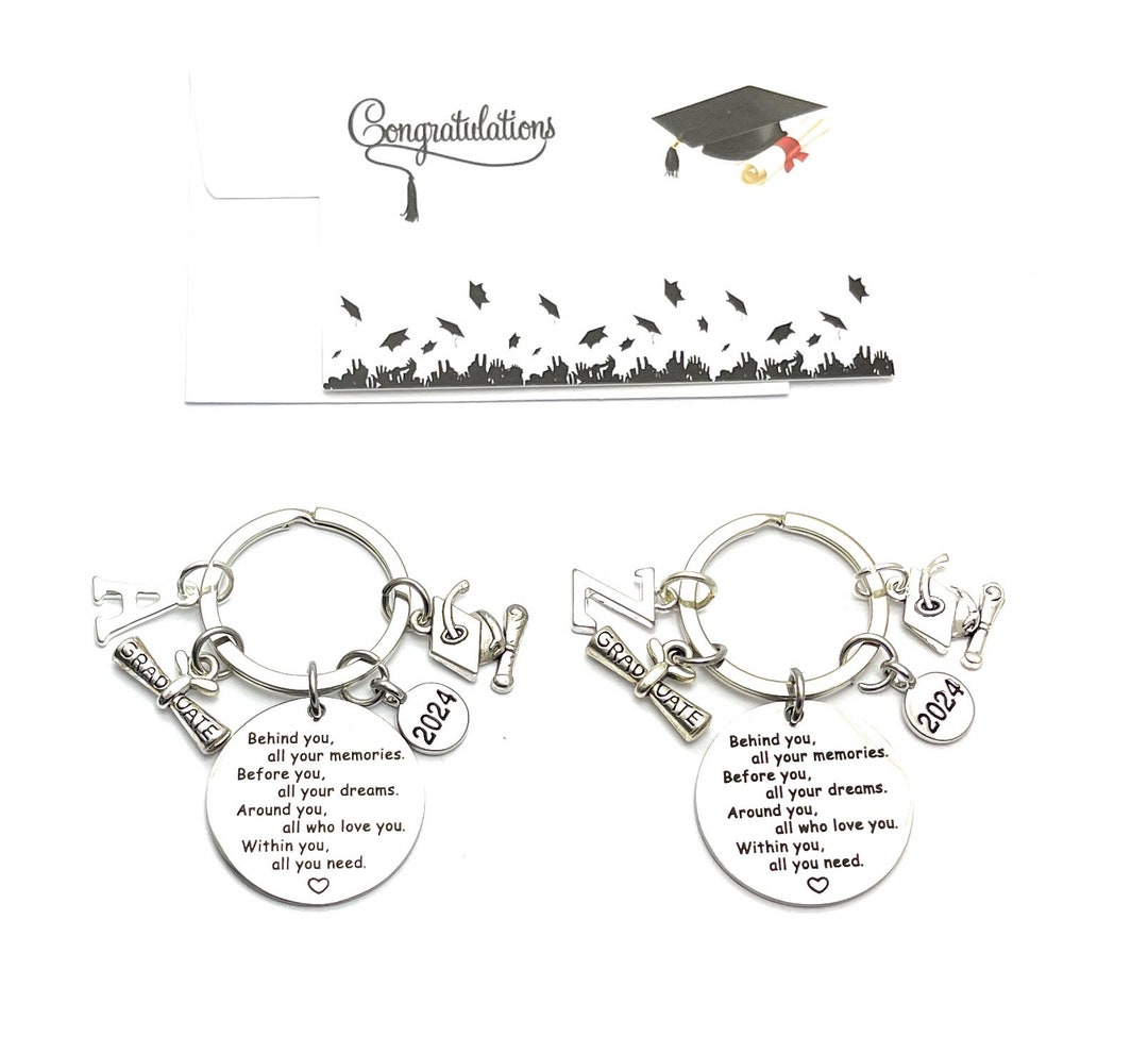 Personalised Initial Graduation 2024 Keyring With Graduation Gift Card ...