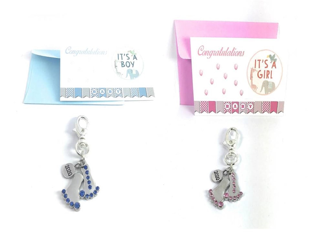 Baby Feet 2024 Keyring Keepsake Charms With Baby Boy and Baby Girl ...