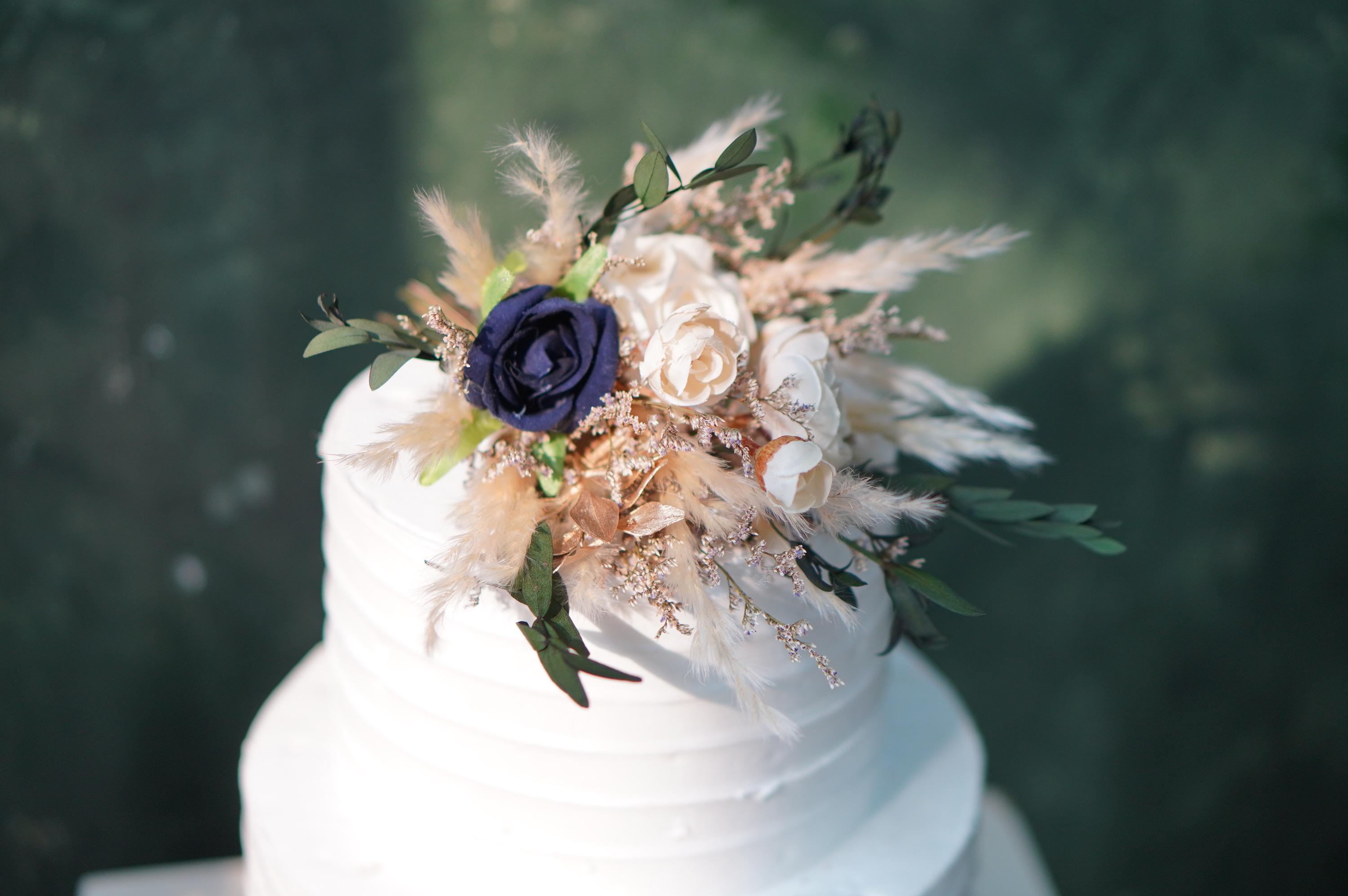 Set of 3 Wedding Cake Topper, Navy Blue Terracotta Cake Decoration ...