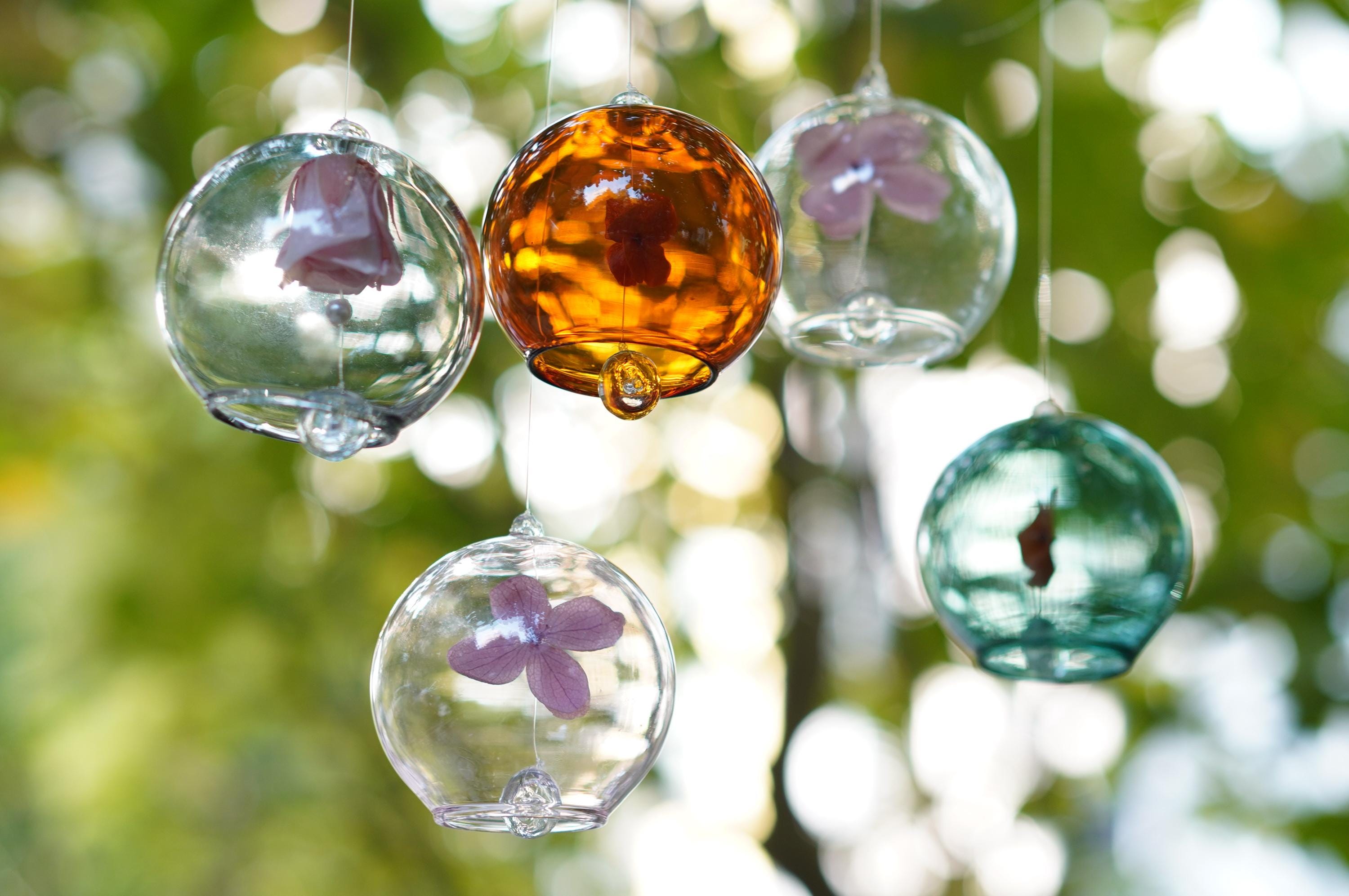 JAPANESE Style Traditional Glass Furin Wind Bell Eternal Flower Wind ...