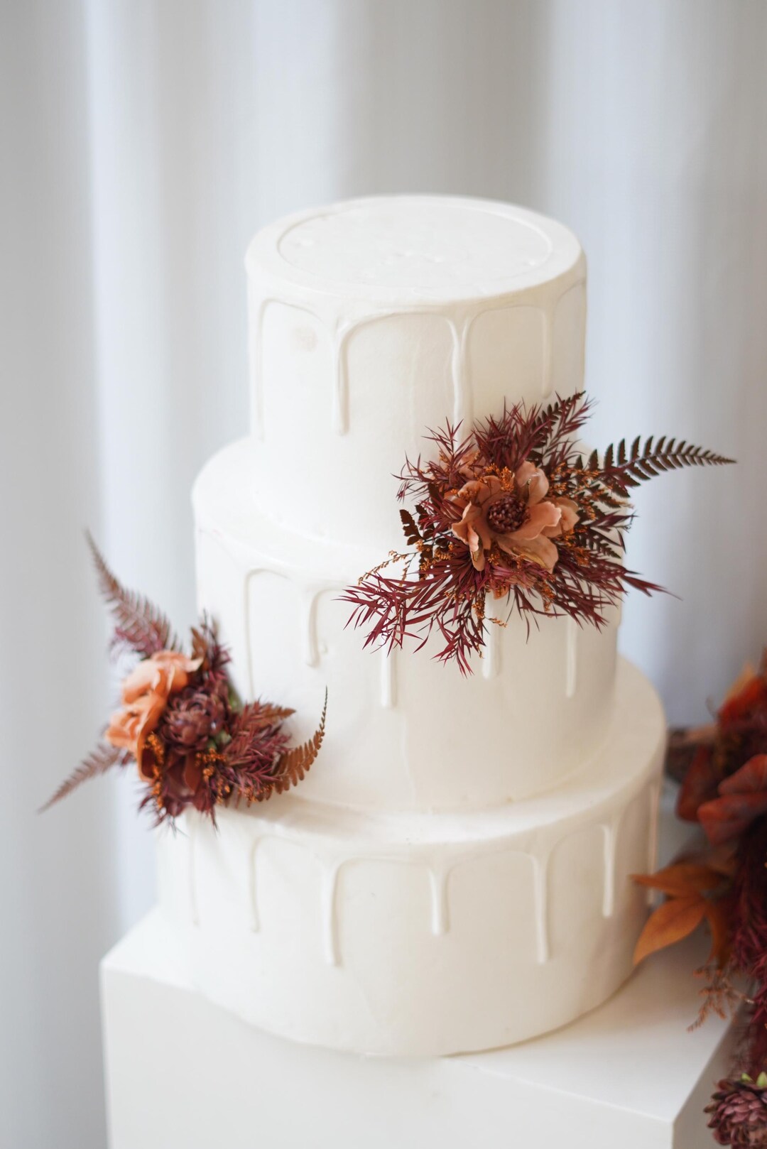 Vintage Brown Wedding Cake Topper, Floral Cake Decoration, Cake Topper ...