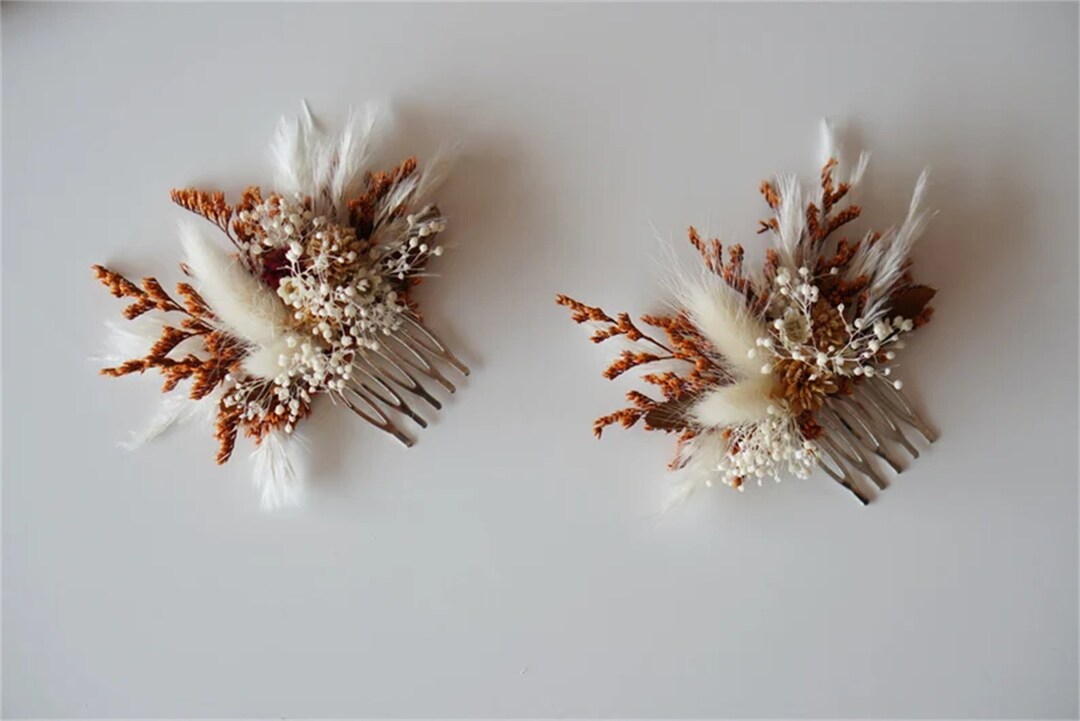 Natural Real Flower Hair Comb, Fall Colors Comb Clip ,boho Floral ...