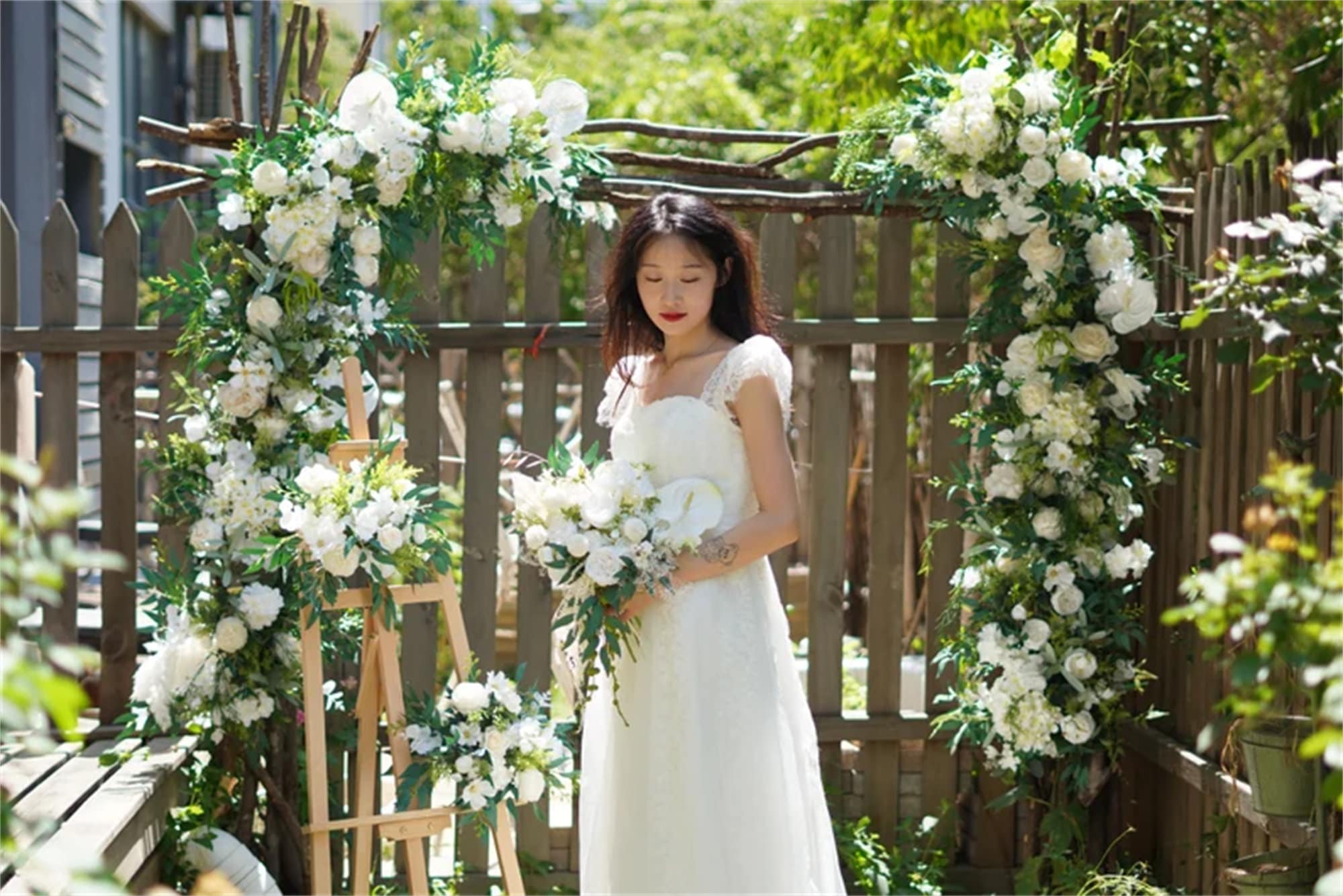 White &green/ Backdrop Arrangement - Boho Wedding |wedding Arch Flowers ...