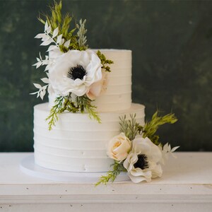 Set of 2 Wedding Cake Topper,artificul Anemone Silk Flowers,cake ...