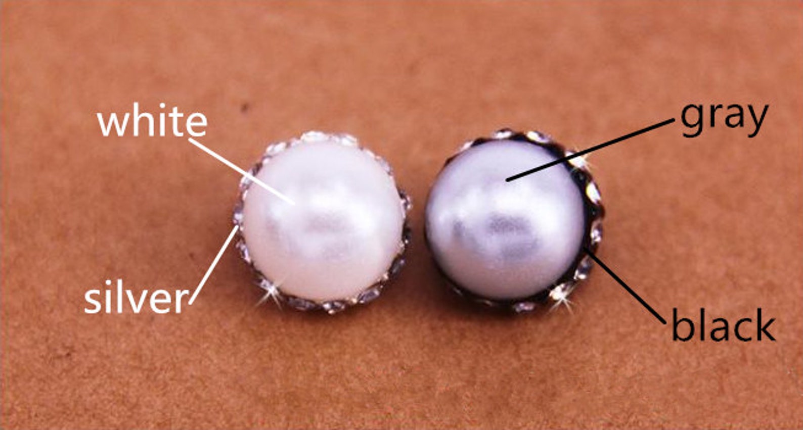 Five Pieces White Faux Pearl Button With Shiny Diamonds - Etsy