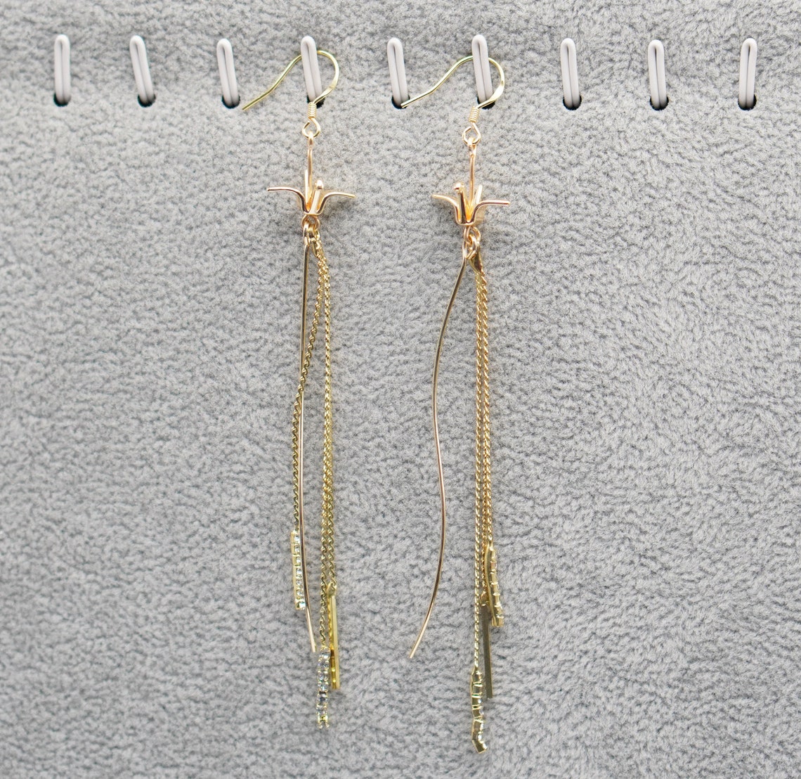 Japanese Wind Chime Earrings 14K Gold Plated Thousand Paper Crane and ...