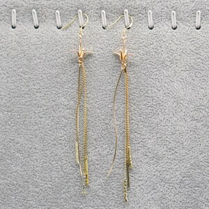 Japanese Wind Chime Earrings 14K Gold Plated Thousand Paper Crane and ...