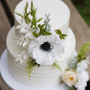 Set of 2 Wedding Cake Topper,artificul Anemone Silk Flowers,cake ...